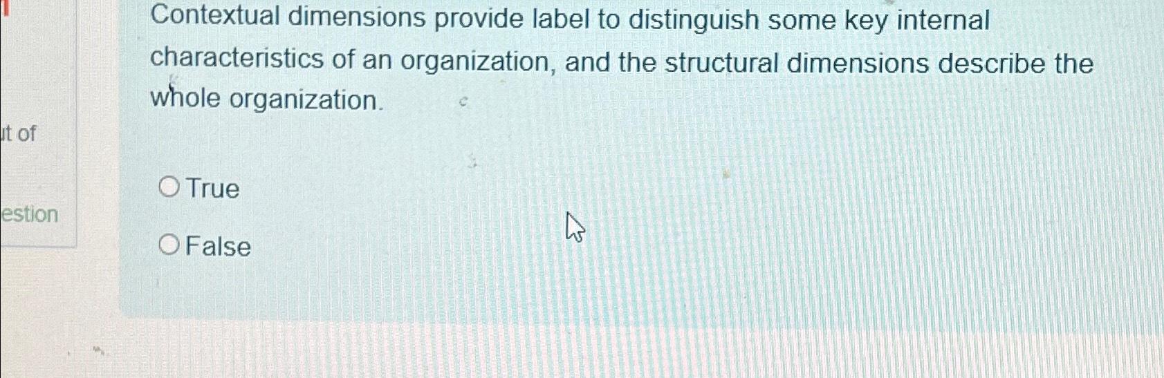Solved Contextual dimensions provide label to distinguish | Chegg.com