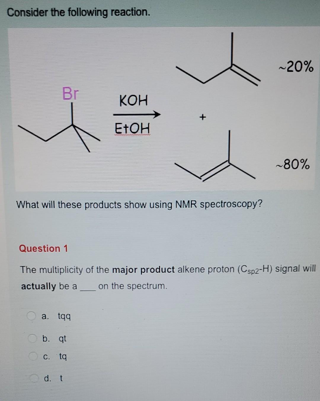 Solved Consider the following reaction. -20% Br KOH + ETOH | Chegg.com