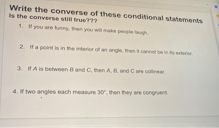 Solved Write the converse of these conditional statements Is | Chegg.com