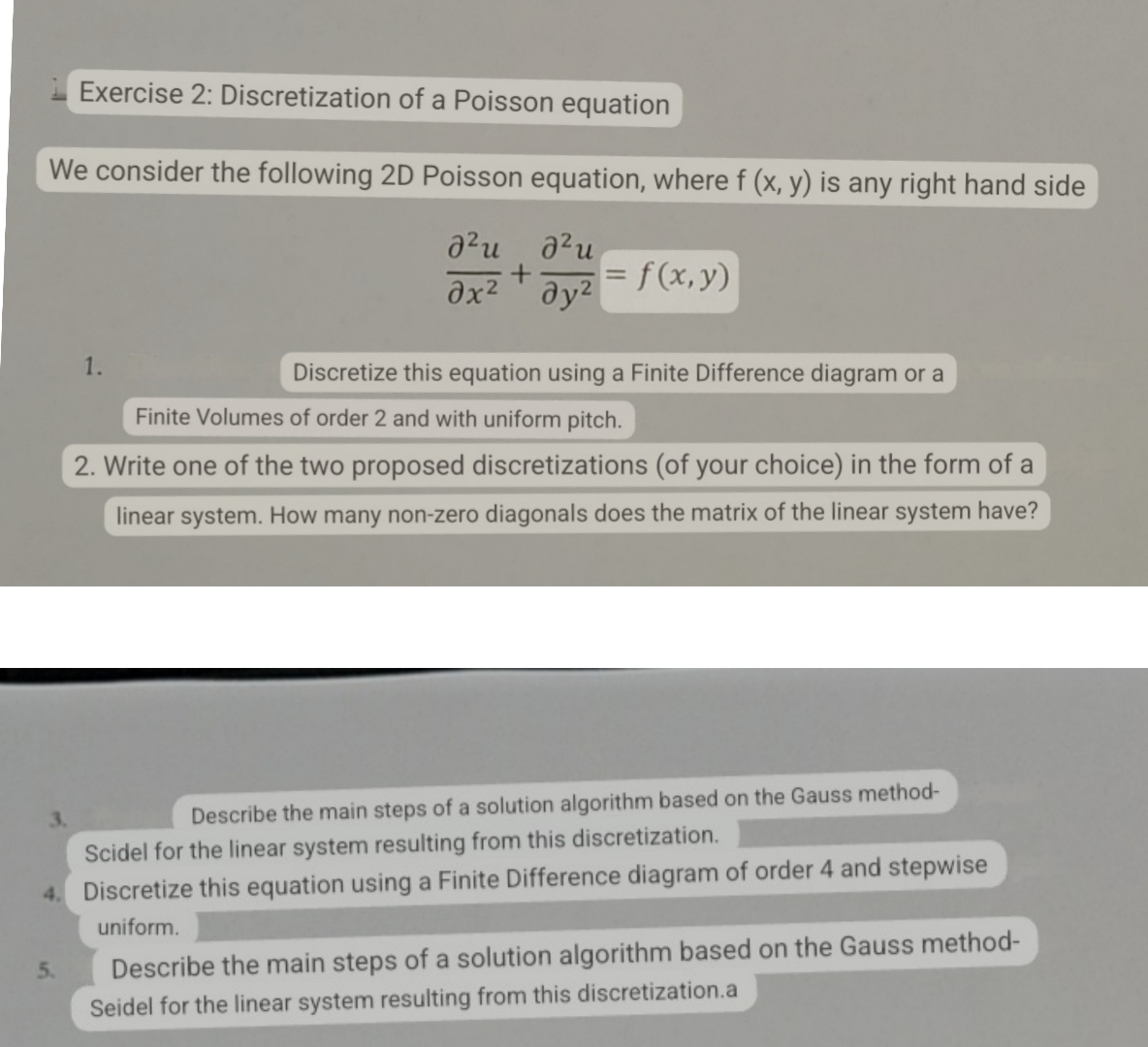 Solved Exercise 2: Discretization of a Poisson equationWe | Chegg.com