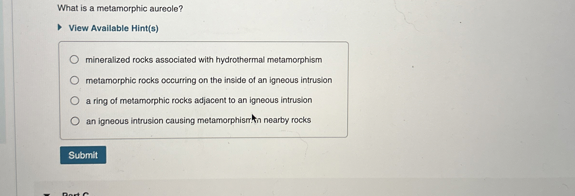 Solved What is a metamorphic aureole?View Available | Chegg.com