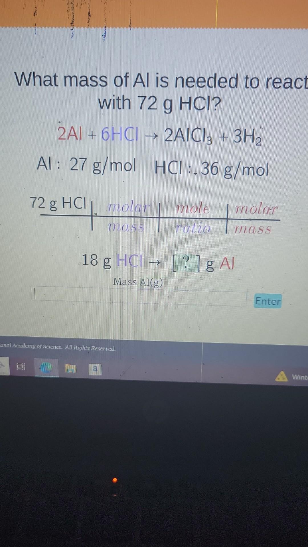 Solved What mass of Al is neecled to reaci with 72 gHCl ? | Chegg.com