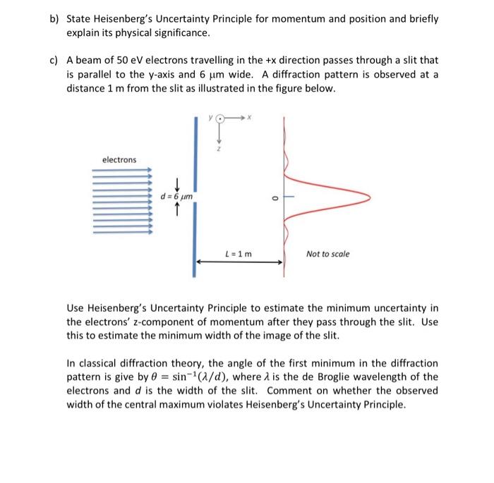 Solved b) State Heisenberg's Uncertainty Principle for | Chegg.com