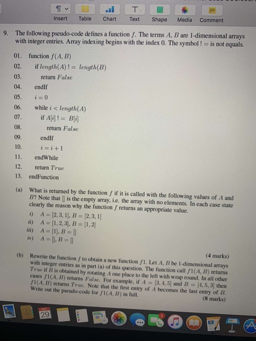 Solved TT T. Insert Table Chart Text Shape Media Comment 9. | Chegg.com