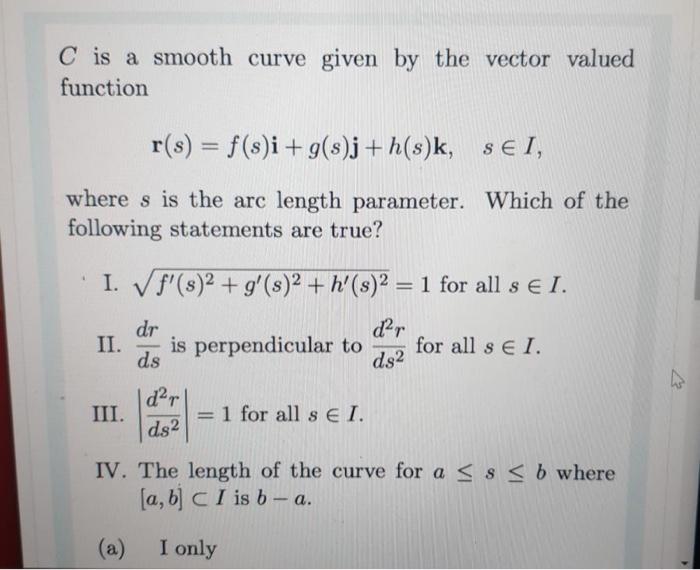 Solved C is a smooth curve given by the vector valued | Chegg.com