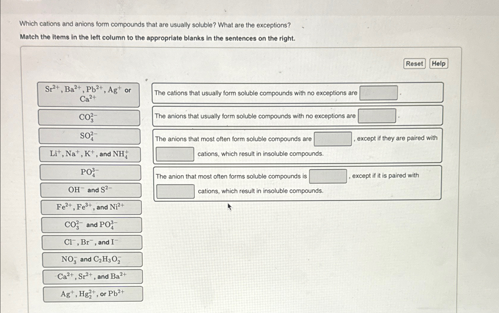 Solved Which cations and anions form compounds that are | Chegg.com