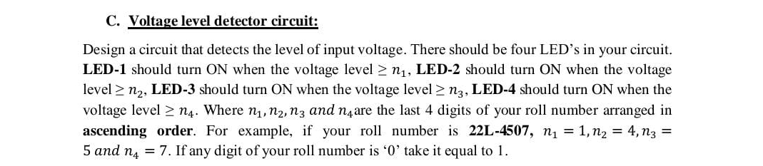 C. ﻿Voltage level detector circuit:Design a circuit | Chegg.com
