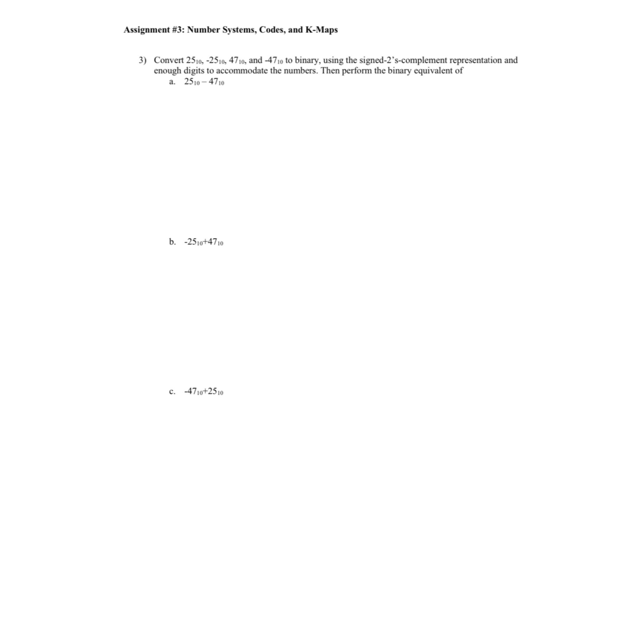 Solved Assignment #3: Number Systems, Codes, and | Chegg.com