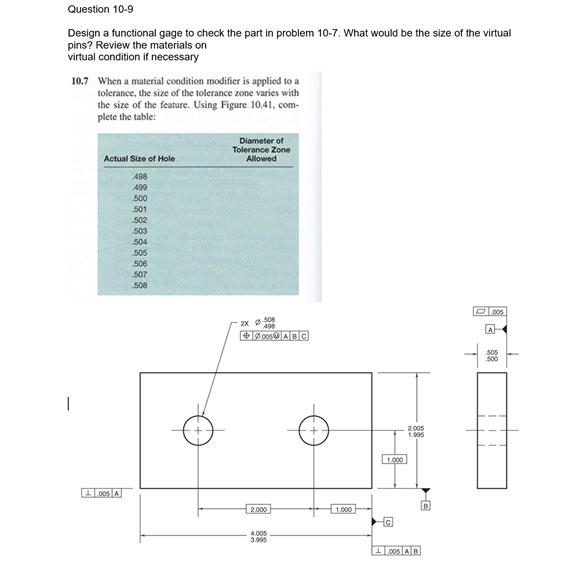 Solved Question 10-9 Design a functional gage to check the | Chegg.com