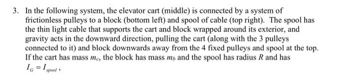 In the following system, the elevator cart (middle) | Chegg.com