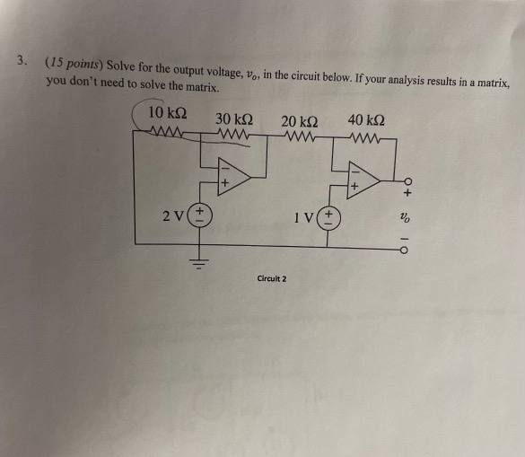 Solved (15 ﻿points) ﻿Solve for the output voltage, v0, ﻿in | Chegg.com