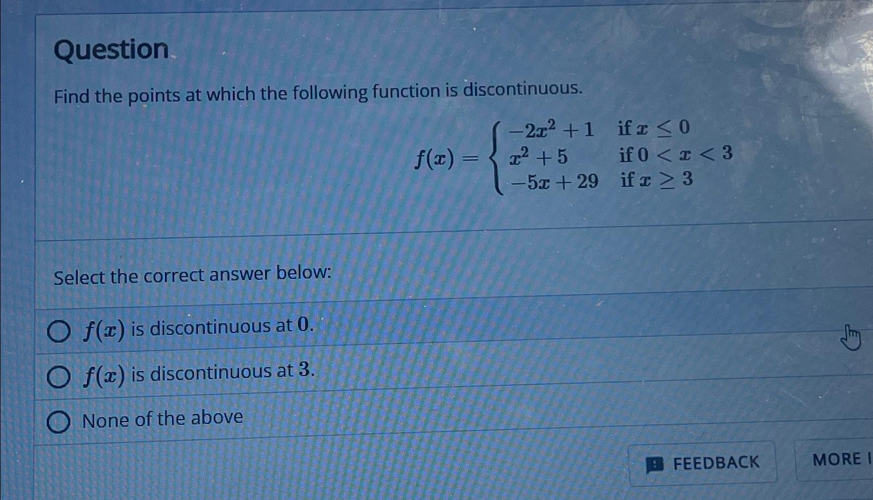 Solved Question.Find the points at which the following | Chegg.com