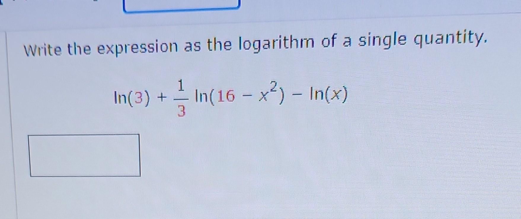 Solved Write the expression as the logarithm of a single | Chegg.com