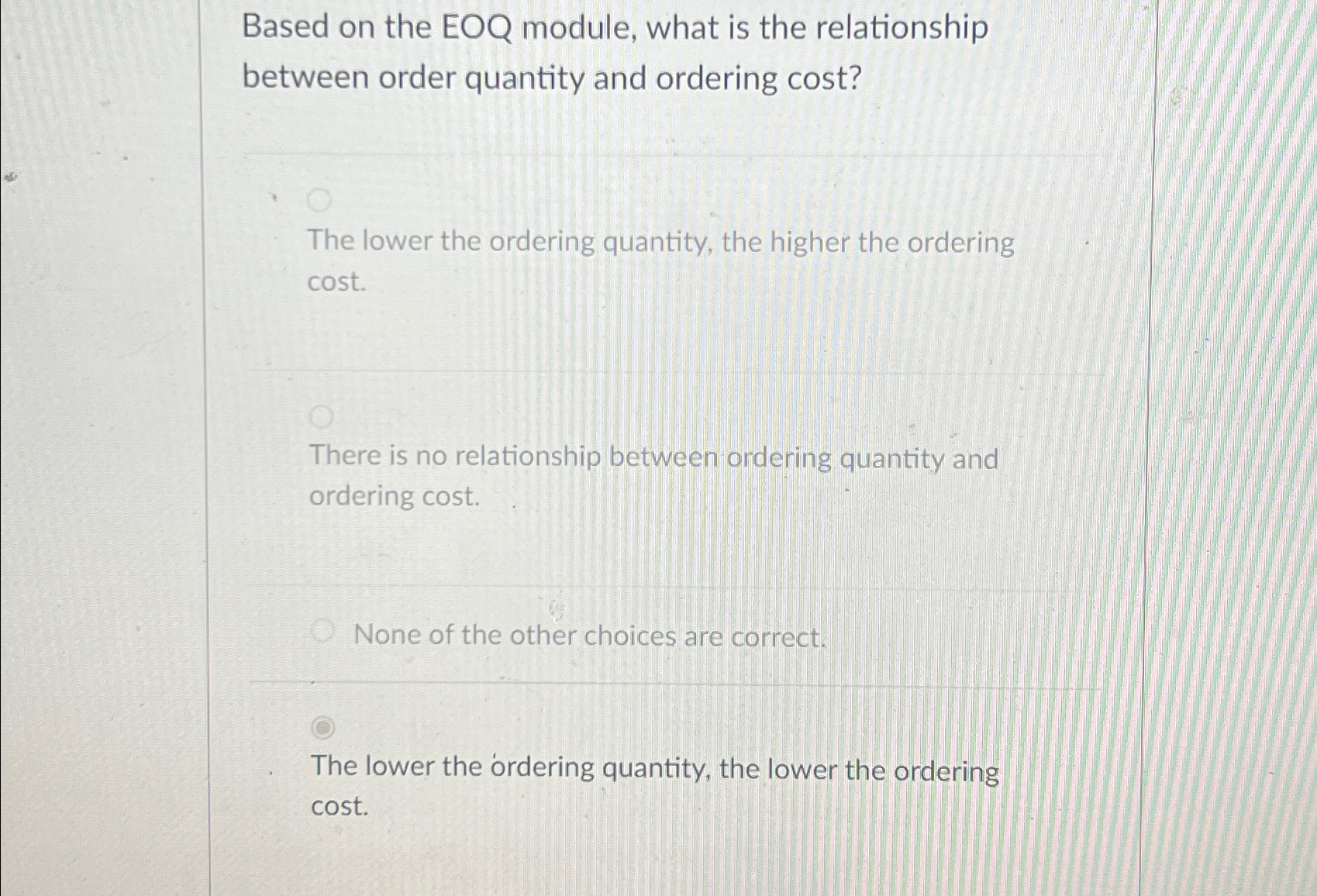 Solved Based on the EOQ module, what is the relationship | Chegg.com