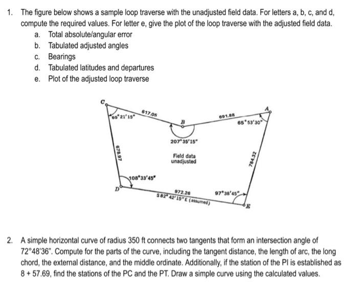 1. The figure below shows a sample loop traverse with | Chegg.com
