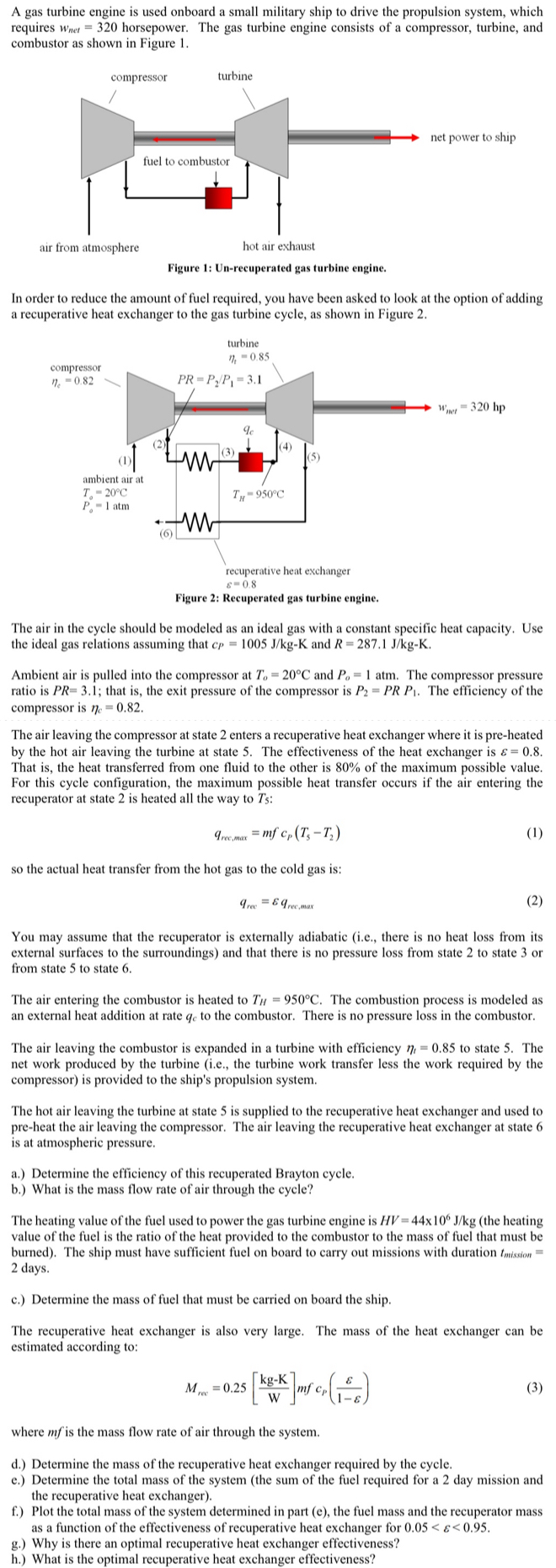 Solved A gas turbine engine is used onboard a small military | Chegg.com