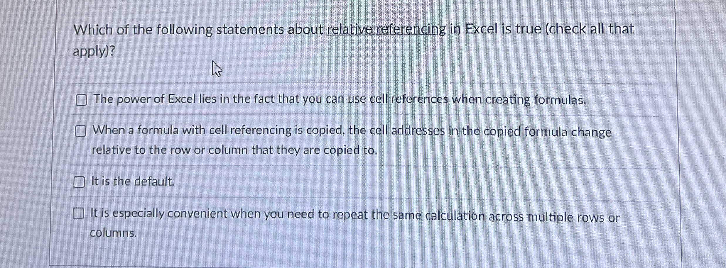 Solved Which of the following statements about relative | Chegg.com