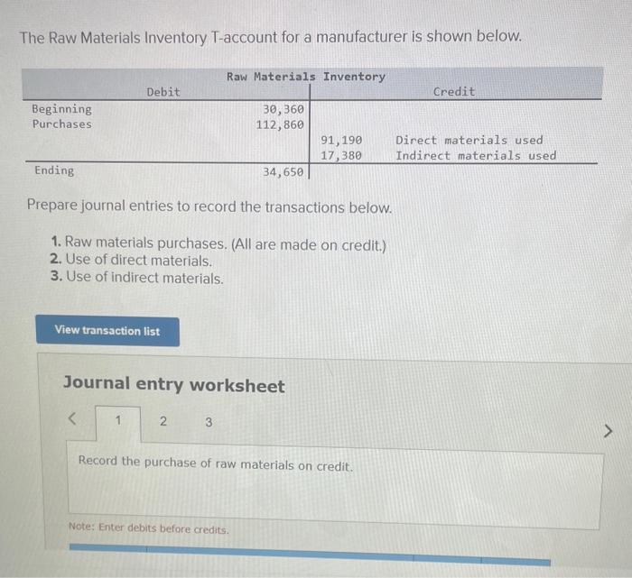 Solved The Raw Materials Inventory T-account for a | Chegg.com