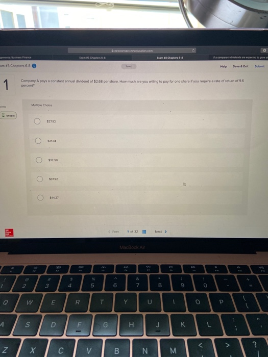 Solved wo d ucation.com am 13 Chapters 6-8 Help Save & Exit | Chegg.com