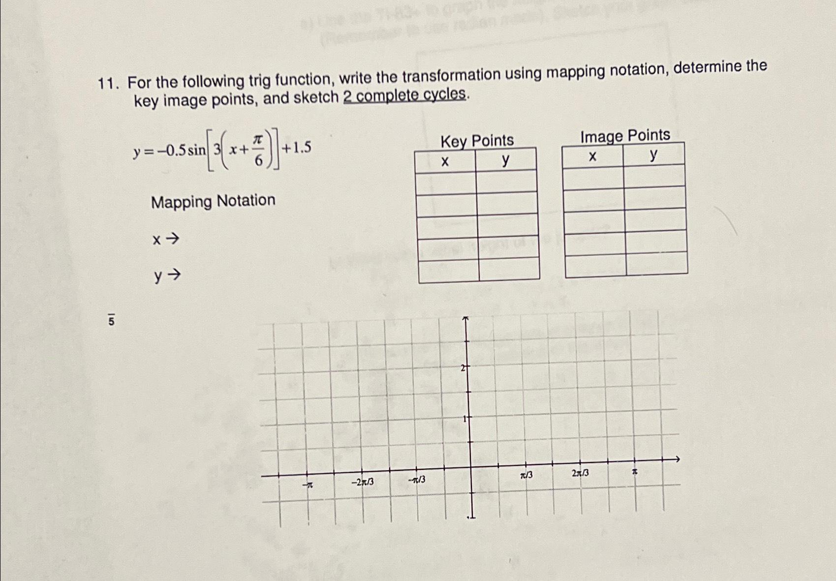 For The Following Trig Function Write The 