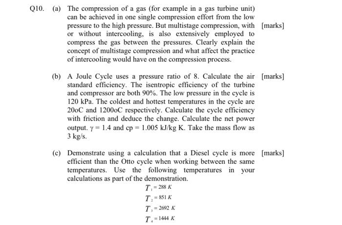 Solved (a) The compression of a gas (for example in a gas | Chegg.com