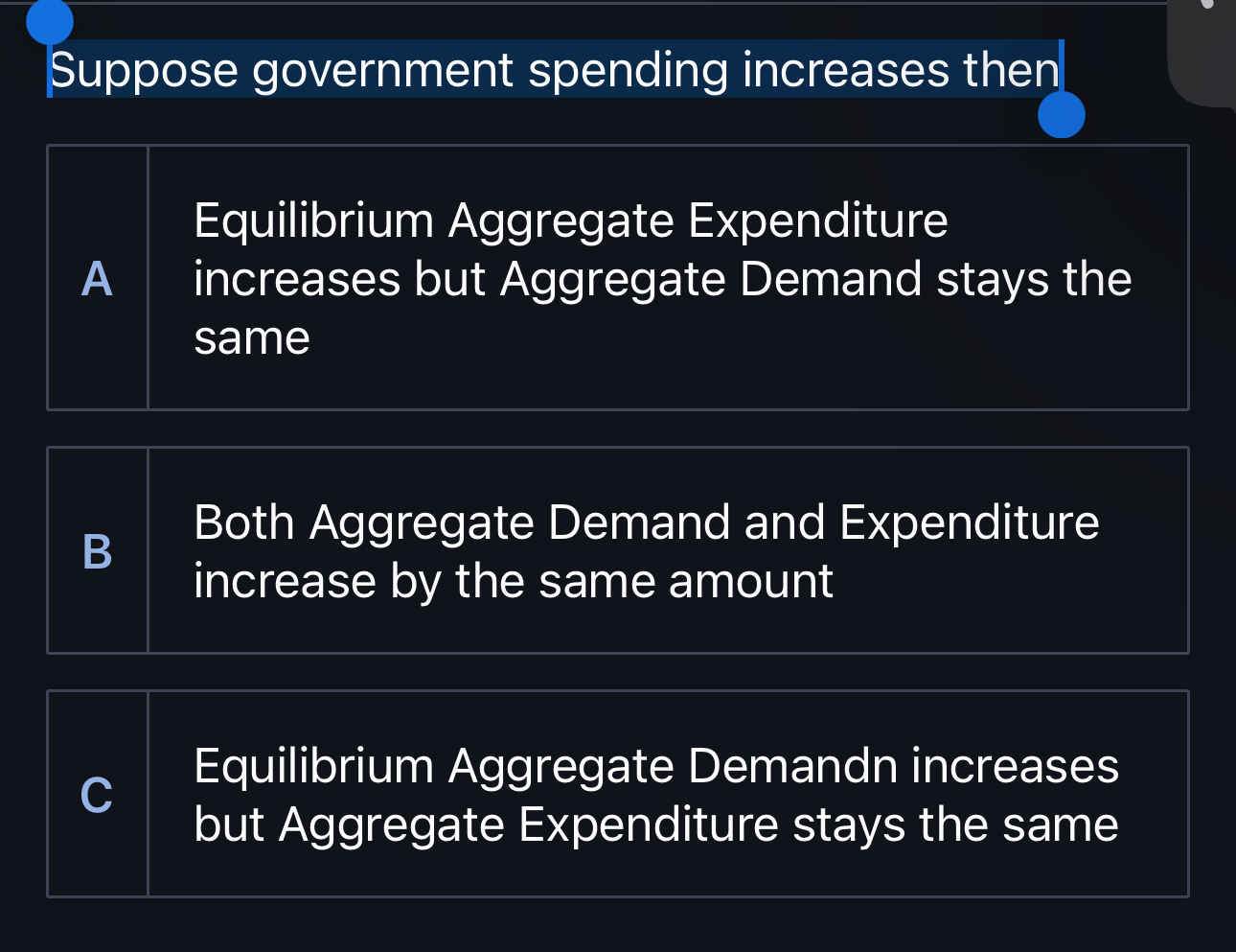 Solved Suppose government spending increases thenA | Chegg.com