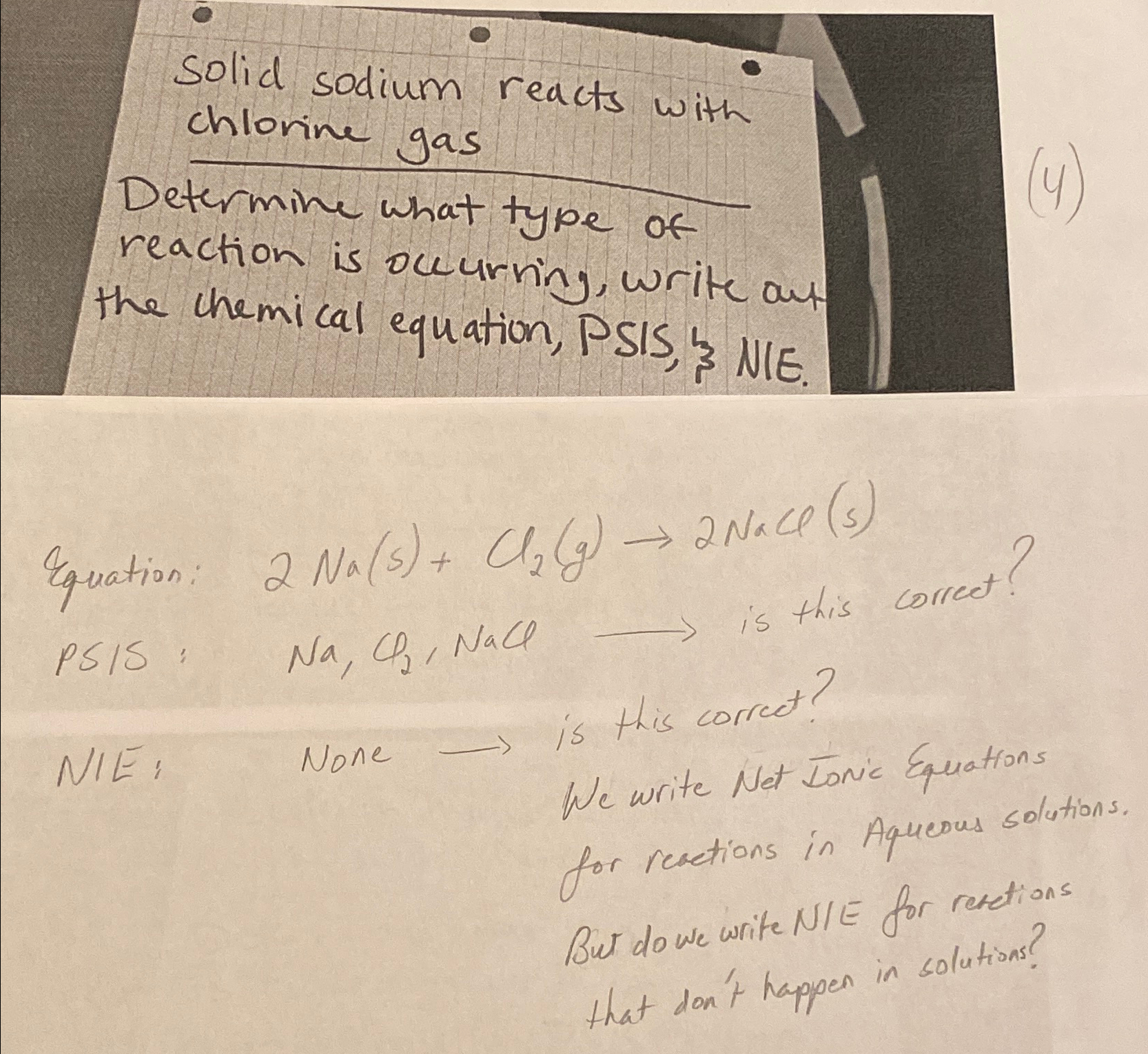 Solved Solid sodium reacts with chlorine gasDetermine what | Chegg.com