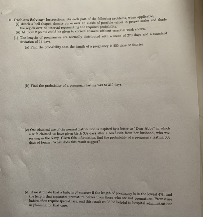 Solved II. Problem Solving Instructions: For each part of | Chegg.com