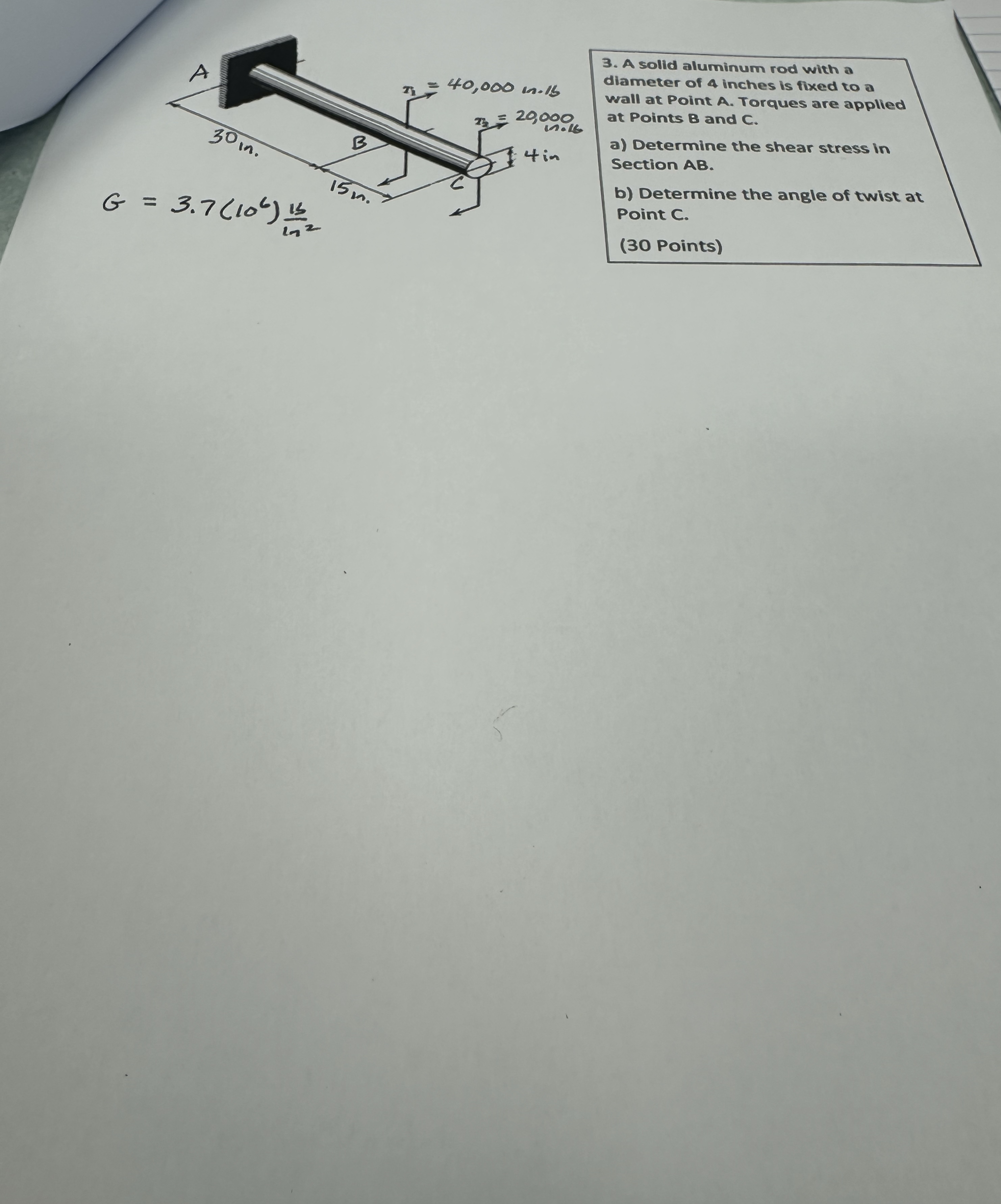 Solved A solid aluminum rod with a diameter of 4 ﻿inches is | Chegg.com