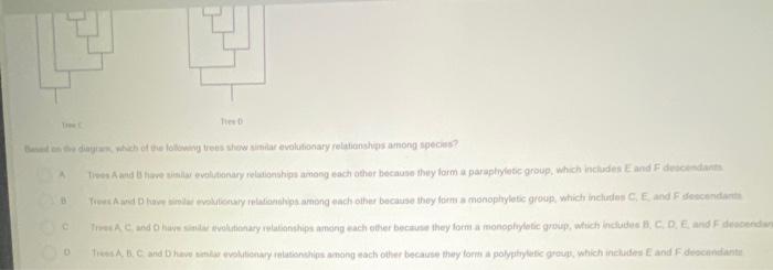 Tree C Based on the diagram, which of the following | Chegg.com