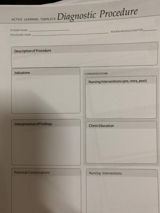Solved ACTIVE LEARNING TEMPLATE Diagnostic Procedure STUDENT | Chegg.com