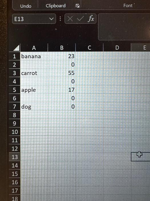 Excel formula question. I need a formula for the | Chegg.com