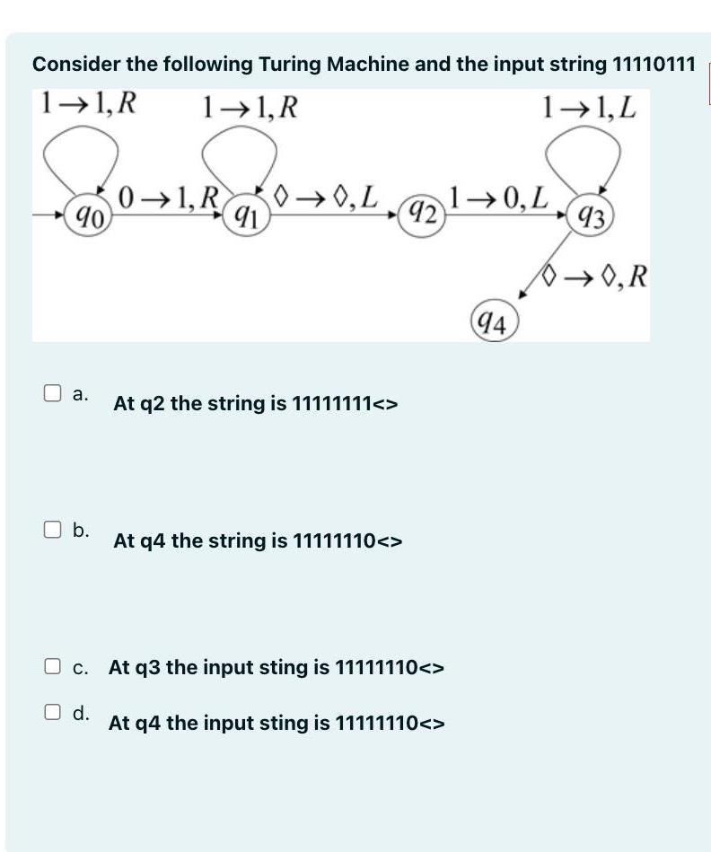Solved Consider the following Turing Machine and the input | Chegg.com