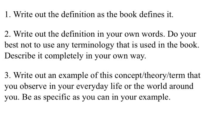 Solved 2. Write out the definition in your own words. Do | Chegg.com