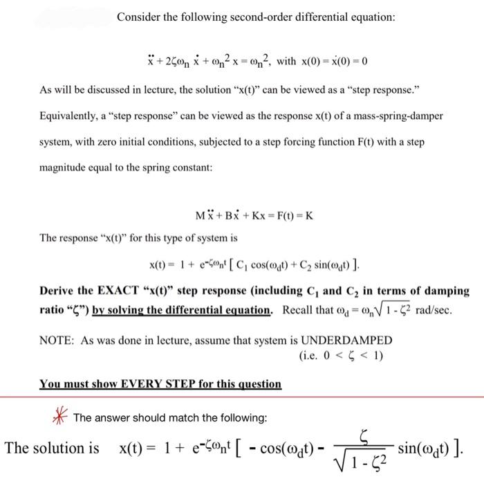 Solved Consider the following second-order differential | Chegg.com