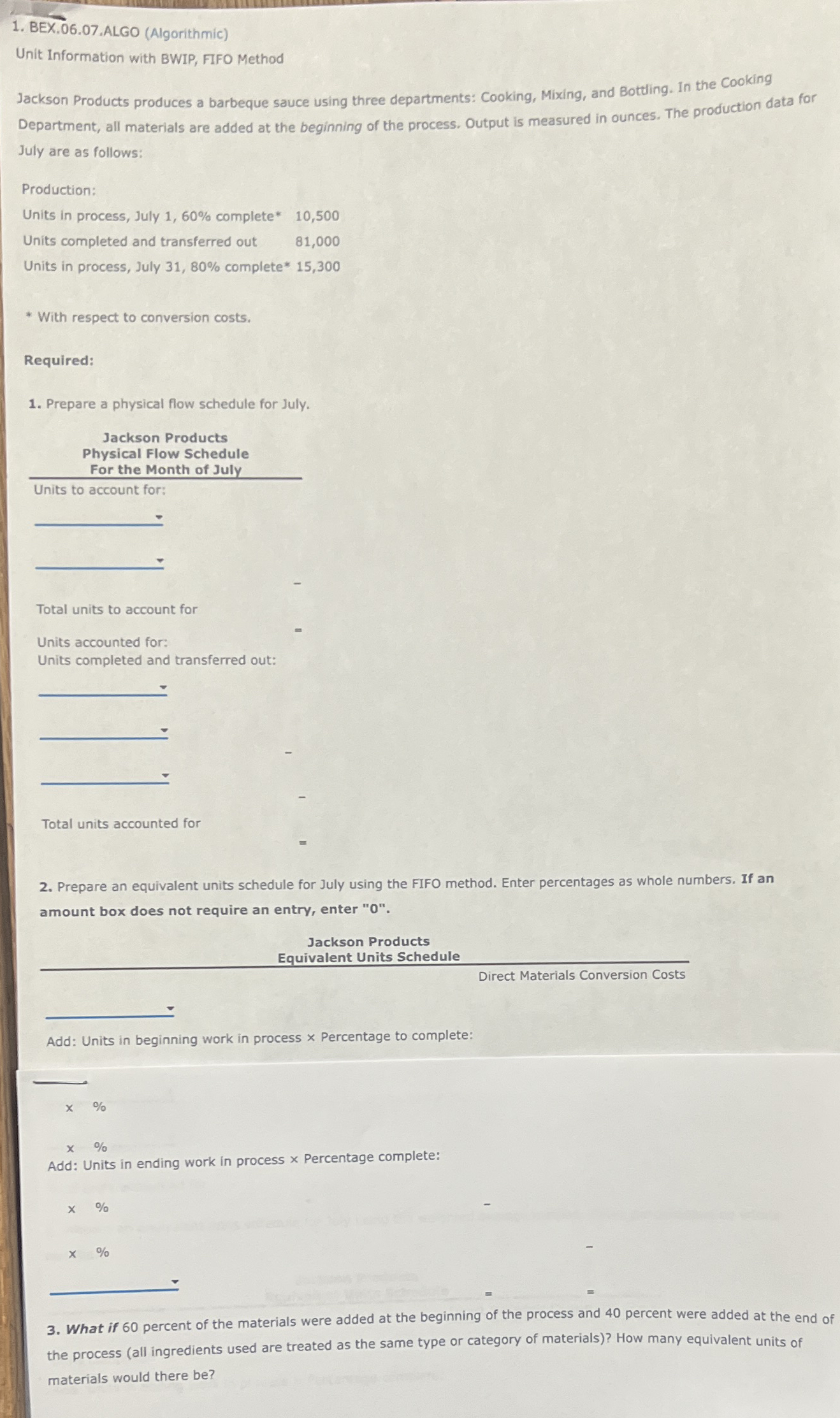 BEX.06.07.ALGO (Algorithmic)Unit Information with | Chegg.com