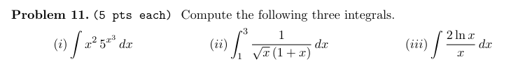 Solved Problem 11. (5 ﻿pts each) ﻿Compute the following | Chegg.com