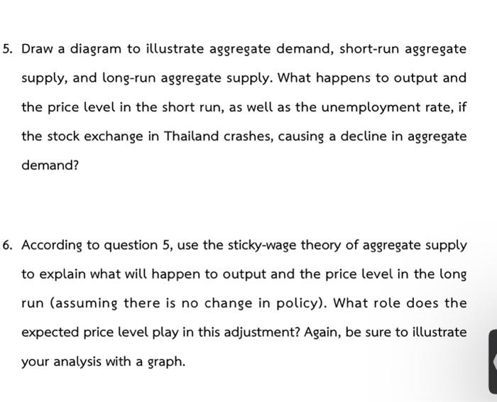 Solved 5. Draw a diagram to illustrate aggregate demand, | Chegg.com