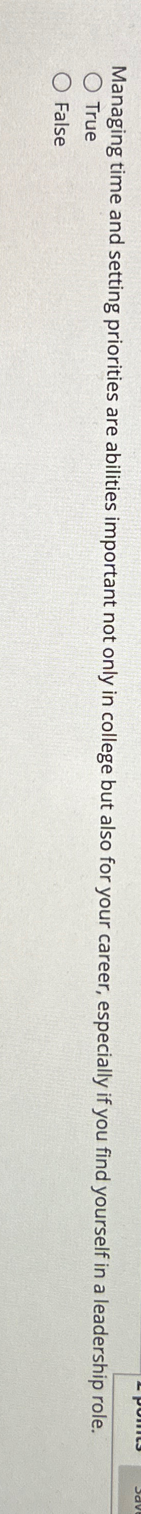 Solved Managing time and setting priorities are abilities | Chegg.com