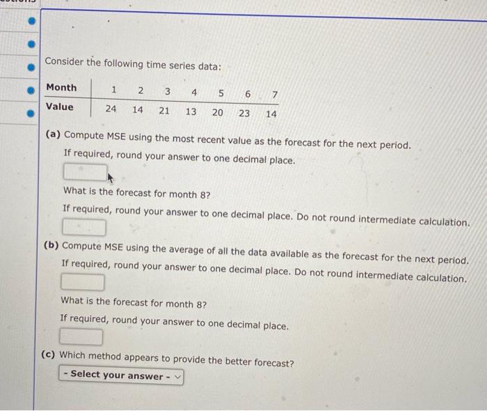 Solved Consider the following time series data: (a) Compute | Chegg.com
