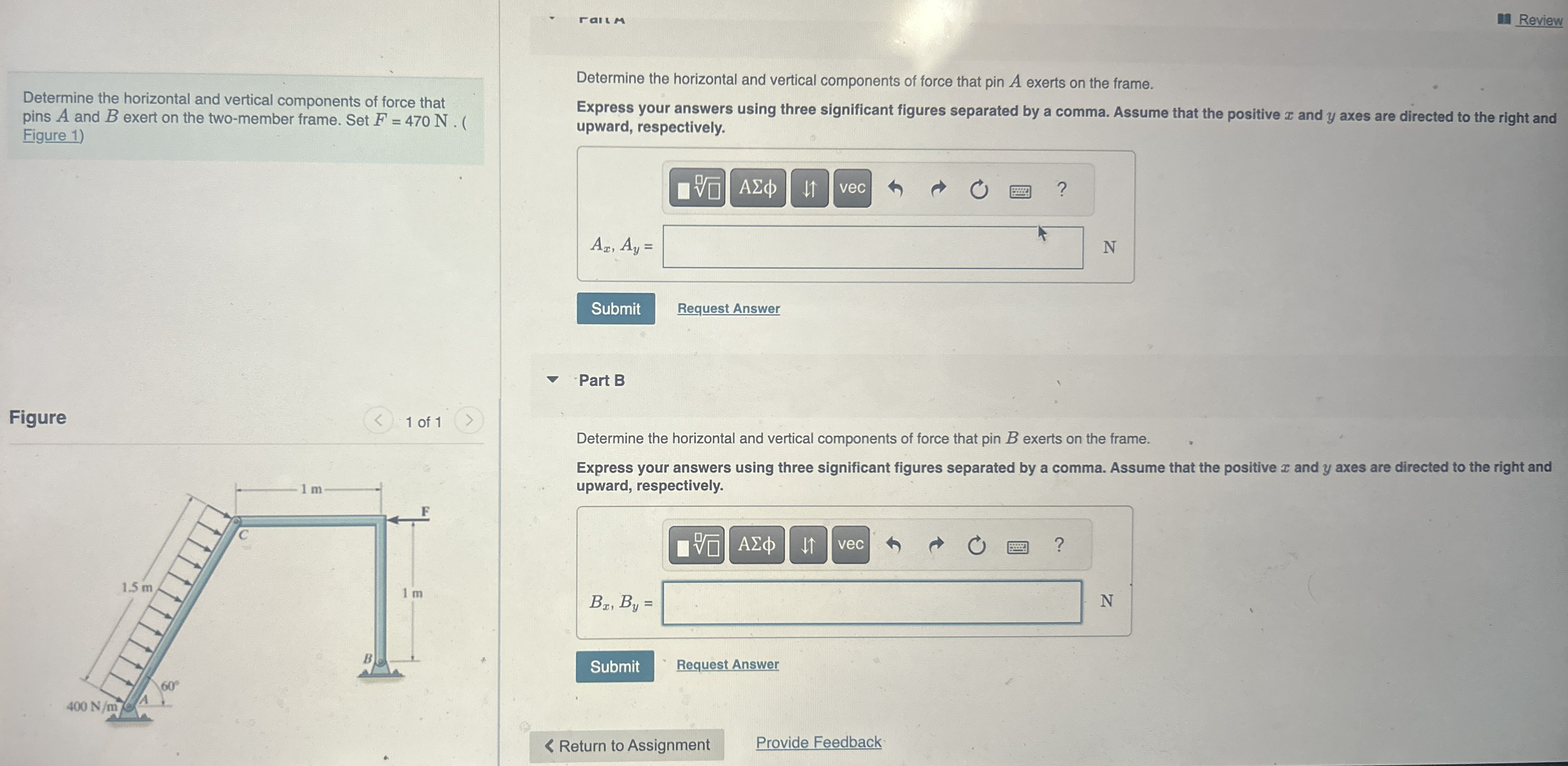 Solved Determine the horizontal and vertical components of | Chegg.com