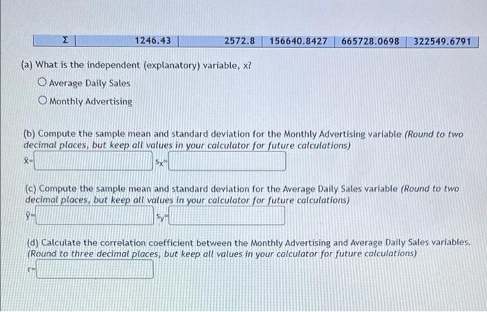 Solved (5) The following table contains the advertising cost | Chegg.com