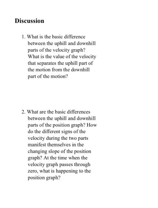 Data for Lab 2: Kinematics Relationships Name Date | Chegg.com