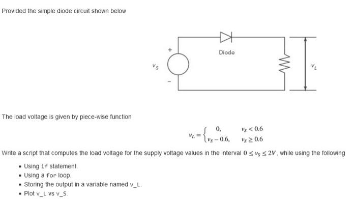 Solved Provided the simple diode circuit shown below Diode M | Chegg.com