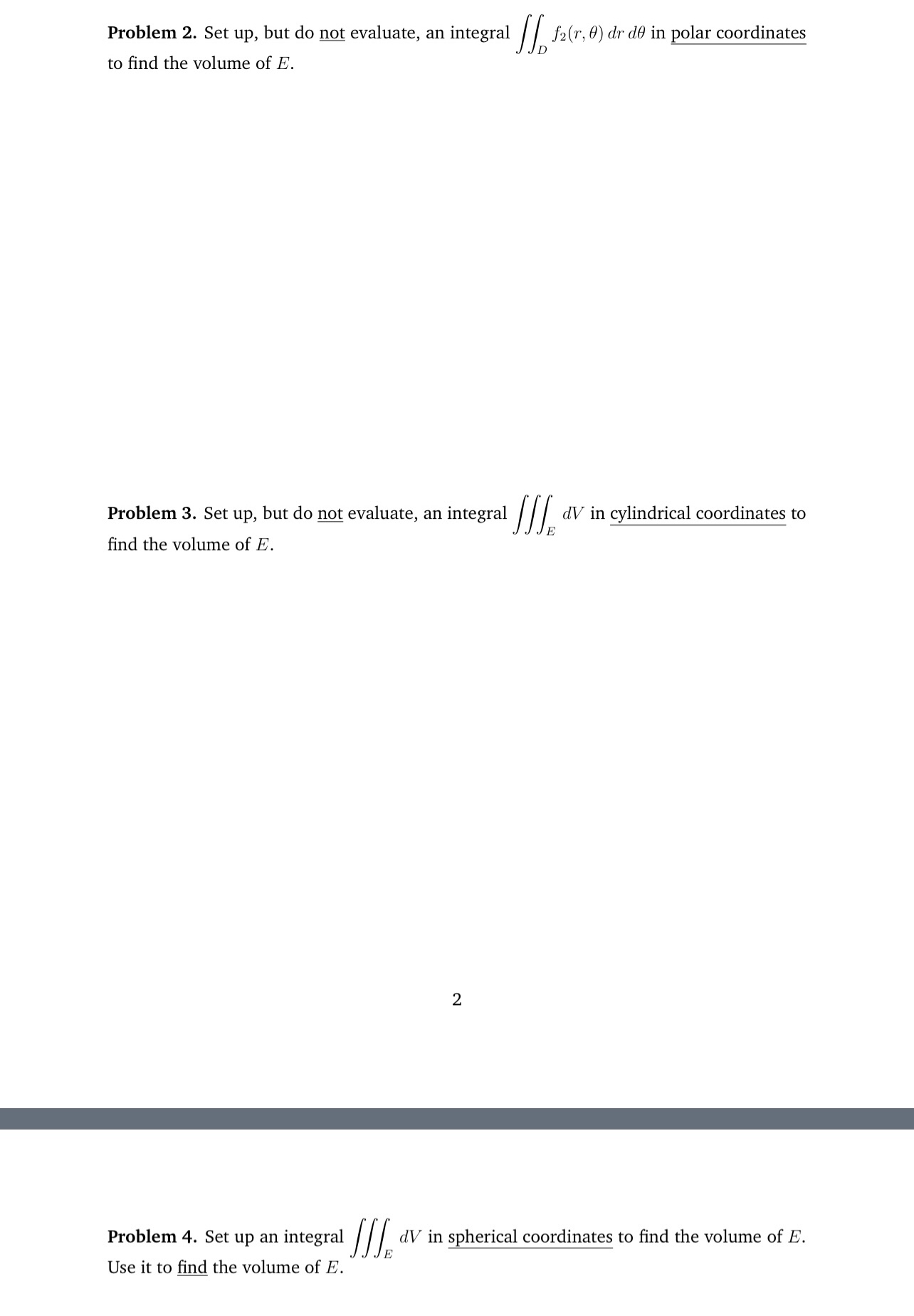 Solved by an EXPERT In Problems 1-4, ﻿let E ﻿be the solid bounded from | Chegg.com