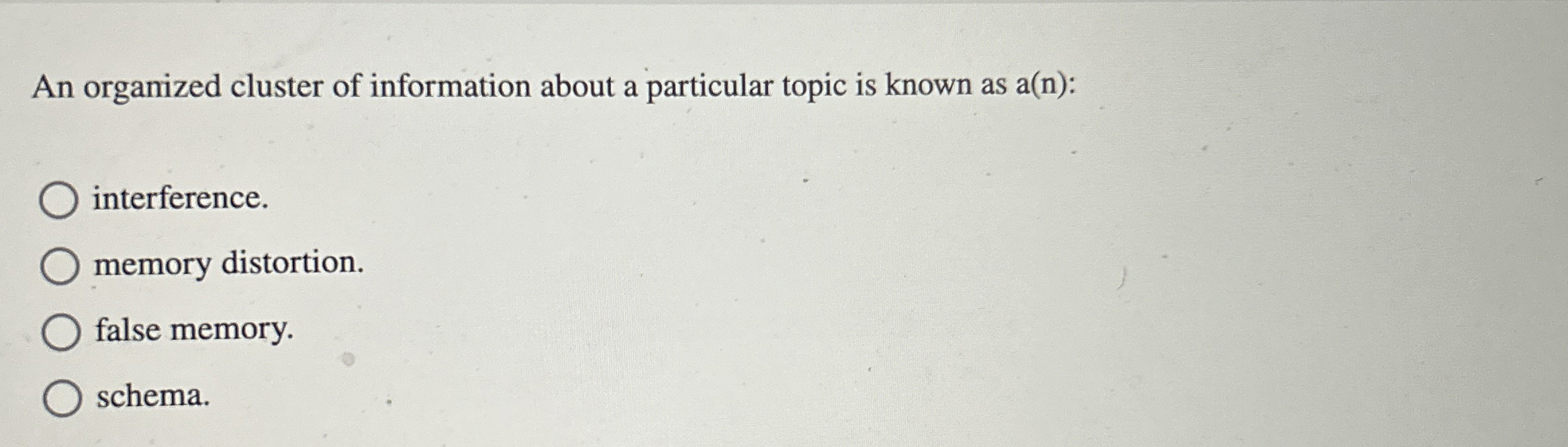 Solved An organized cluster of information about a | Chegg.com