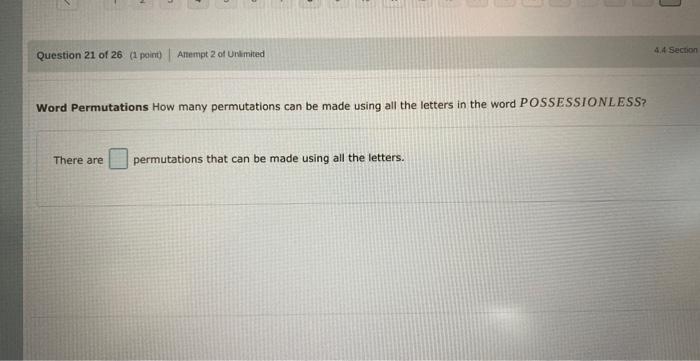 Solved Word Permutations How many permutations can be made | Chegg.com