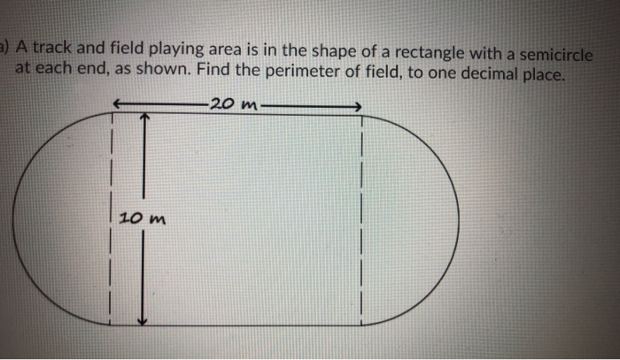 Solved e) A track and field playing area is in the shape of | Chegg.com