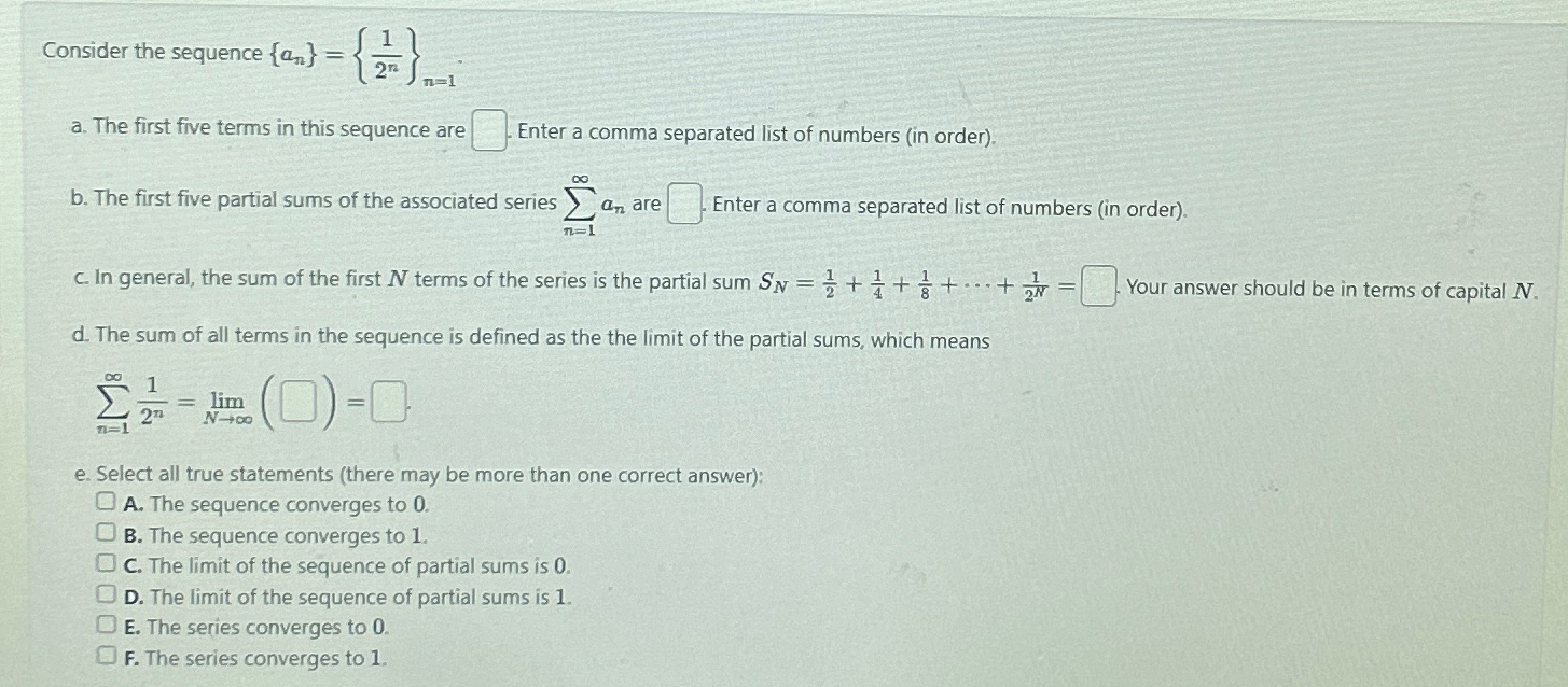 Solved Consider the sequence | Chegg.com