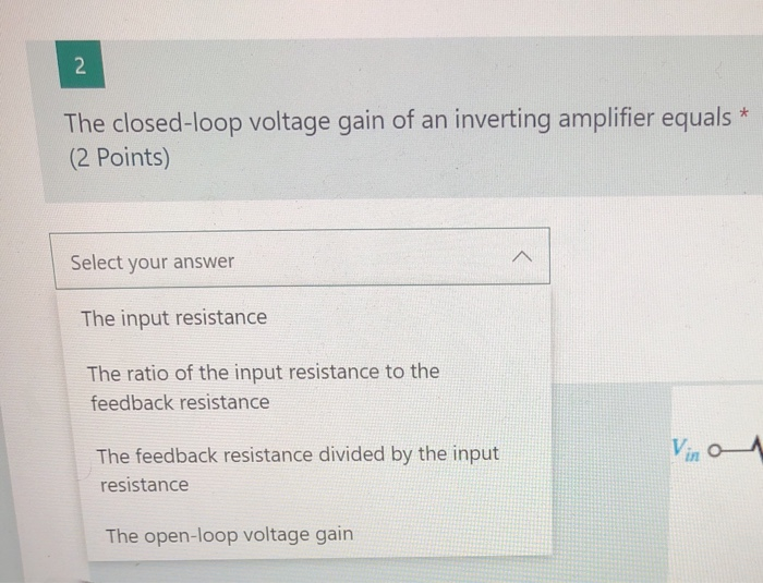 Solved 2 The closed-loop voltage gain of an inverting | Chegg.com